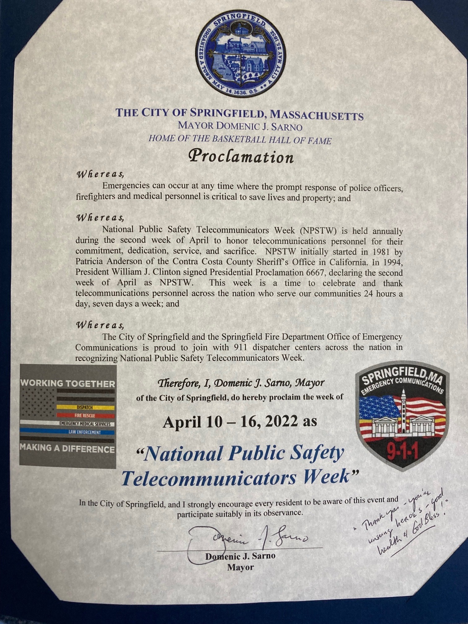 City of Springfield Honors Emergency Communications Dispatchers during ...